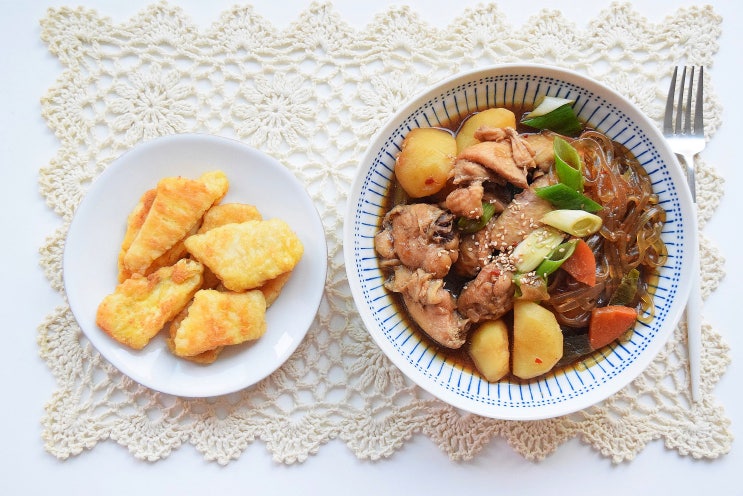 저녁 뭐먹지 호밍스 궁중식 간장양념 찜닭 납작당면요리 생선전 계란옷 가자미전 네이버 블로그