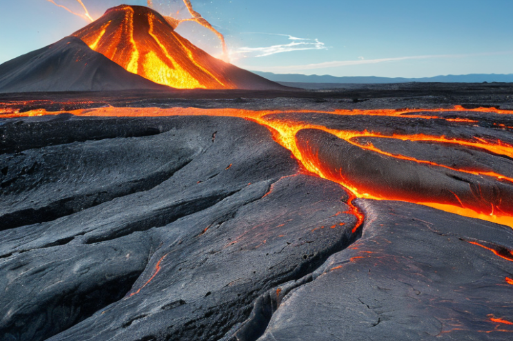 [Ai Greem] 자연_015: 화산, 용암, 마그마, 폭발, 자연재해, 배경, 일러스트, 그림, volcano, lava ...