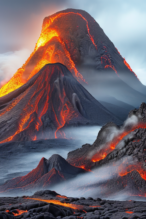 Ai Greem 자연002 화산 용암 마그마 폭발 자연재해 배경 일러스트 그림 Volcano Lava