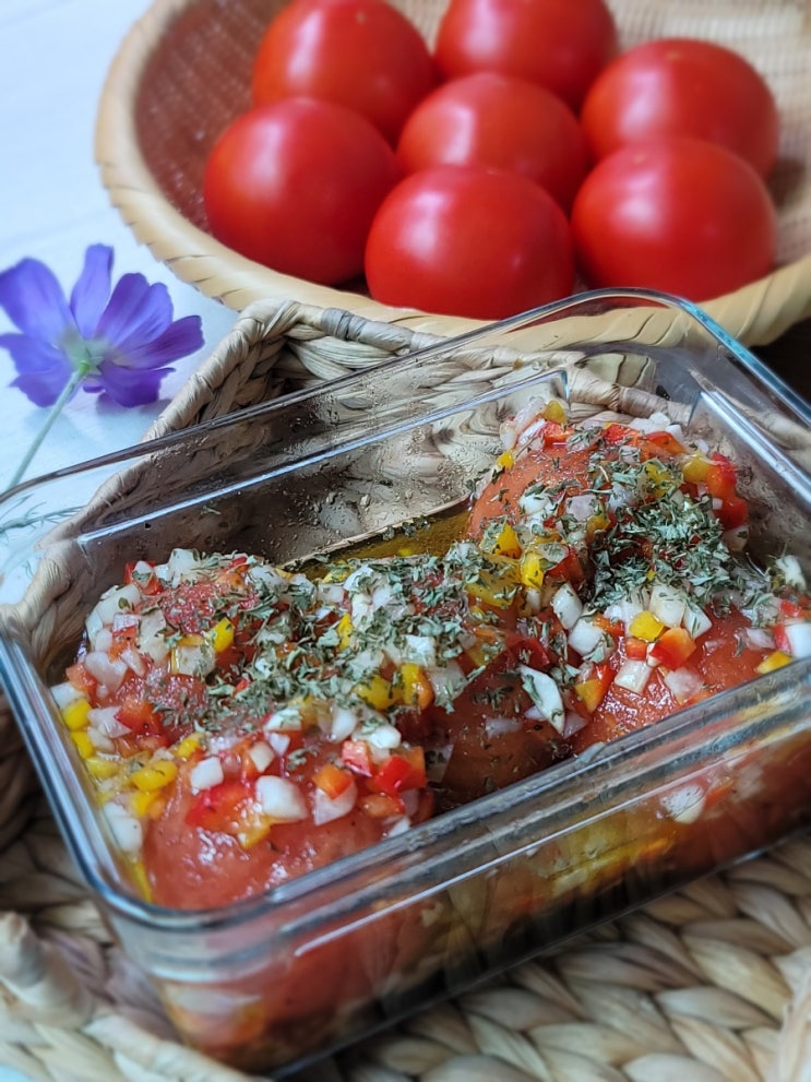 상큼한 토마토 마리네이드 만들기 큰 토마토 절임 요리 토마토 세척 보관법 네이버 블로그
