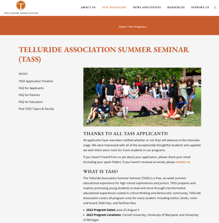 [Summer Program] Telluride Association Summer Seminar (TASS)에 대한 고찰 ...