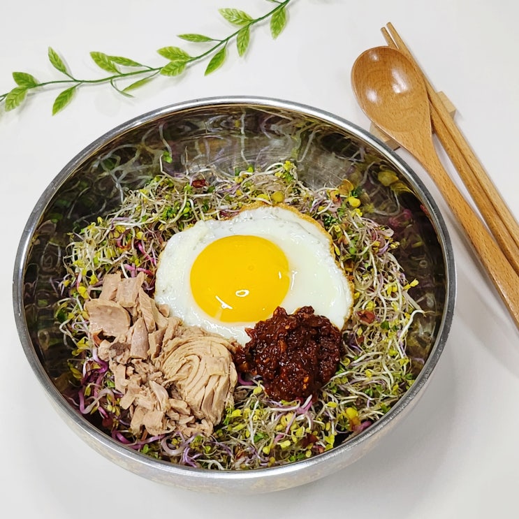 새싹비빔밥 만드는 법 고추장 참치 비빔밥 양념 소스 요리 재료 : 네이버 블로그