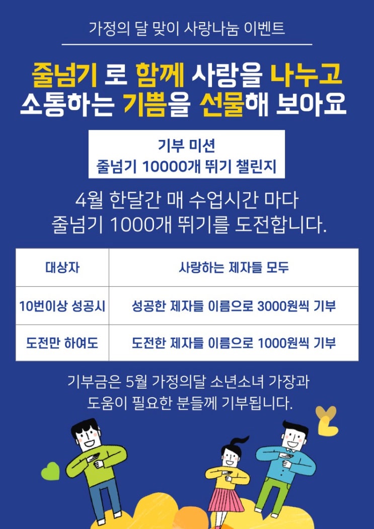 행신동줄넘기 부부강사줄넘기만개뛰기챌린지제자들과함께5월가정의달기부행사고양시덕양구행신동종합사회복지관여름방학