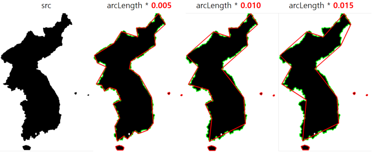 [OpenCV][C++] 다각형 근사화 Ramer-Douglas-Peucker 알고리즘 - approxPolyDP ...