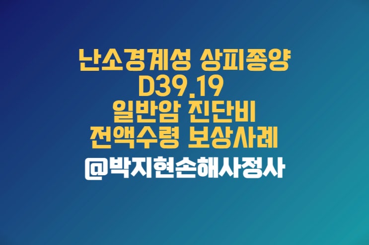 난소경계성 상피종양 D3919 일반암 진단비 보상사례 네이버 블로그