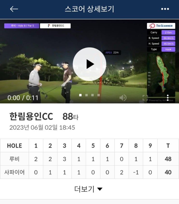 골프장 리뷰 석양이 아름다운 한림용인 Cc 야간 라운딩 후기 네이버 블로그