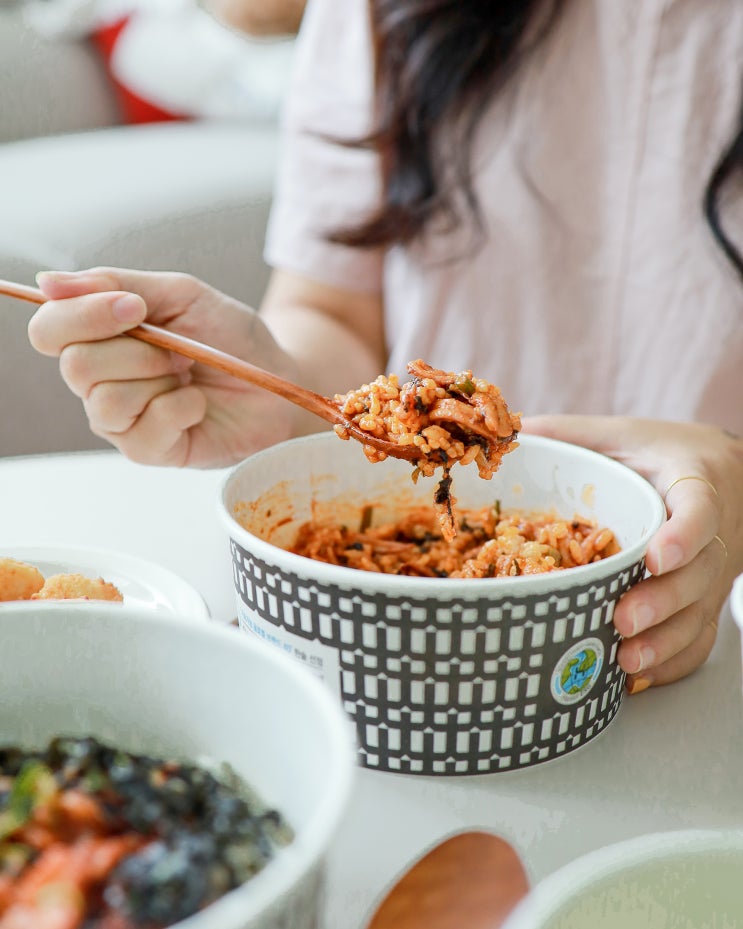 간단한 배달음식 한솥 도시락 6월 신메뉴 미나리 오징어 덮밥 And 통살 오징어튀김 너모 맛있는뒈 네이버 블로그