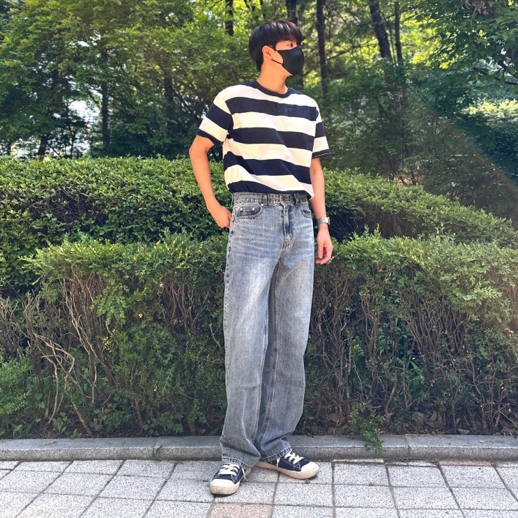 남자 청바지 패션 브랜드 아워데이즈 세미와이드 데님팬츠 Ootd 코디 추천 네이버 블로그