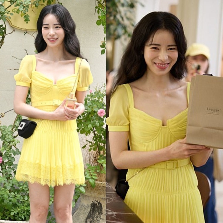 임지연 여름 쉬폰 원피스 인스타그램 노란 미니 드레스 패션 옷 셀프 포트레이트 네이버 블로그