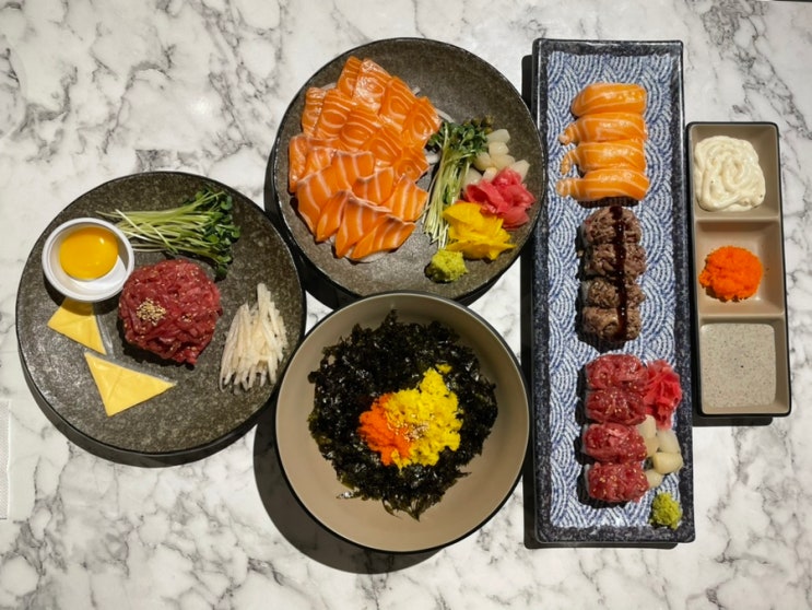 평촌 연어 육회 맛집 가성비 좋은 평촌 학원가 밥집 겸 술집 육회바른연어 평촌점 네이버 블로그