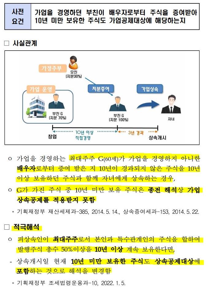가업승계 증여세 특례 적용 후 재차 증여 시 특례 적용 여부 사례 네이버 블로그