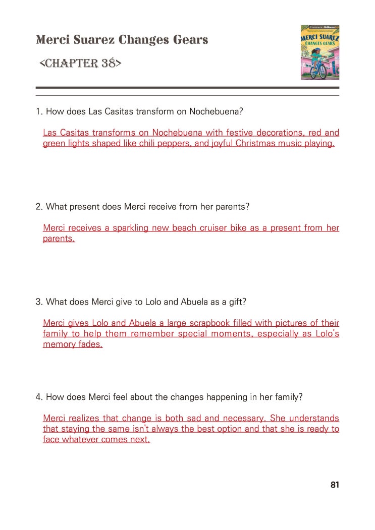 [달빛영어] Merci Suarez Changes Gears - Meg Medina 워크북 업로드 안내 : 네이버 블로그