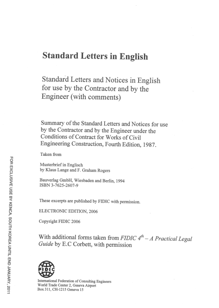Standard Letters in English (영문 레터, FIDIC, 계약행정) : 네이버 블로그