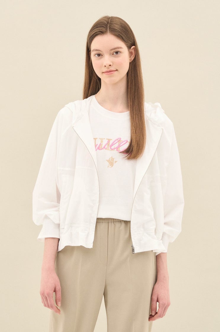 sjsj 프린티드 라운드넥 티셔츠 / 벨티드 원턱 와이드 쇼츠 / 시어 후드 집업 점퍼 : 네이버 블로그