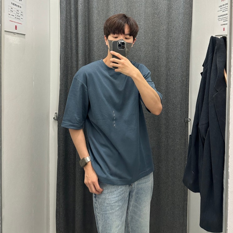 유니클로 에어리즘 오버사이즈 크루넥t 남자 반팔티 코디 브랜드 추천 네이버 블로그