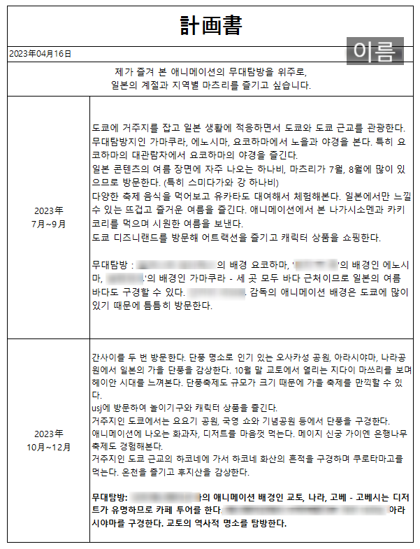 일본 워홀 합격 계획서 이력서 공유 쓰는 법 네이버 블로그