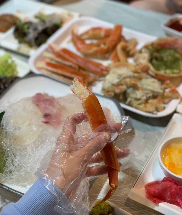 강원도 양양 대게 맛집 낙산바다회마을 낙산비치호텔 테라스 횟집왕대게 활어회 스끼다시 수제비 매운탕 맑은강원 소주