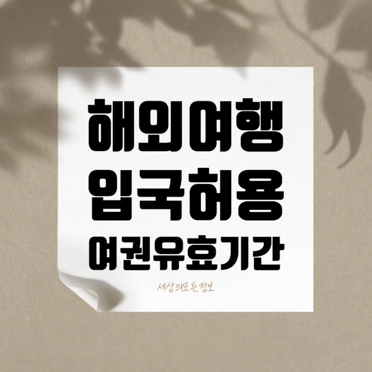 해외여행 준비할 때 여권 유효기간 확인 반드시 일본 대만 베트남 홍콩 국가별 입국허용 여권잔여유효기간 네이버 블로그