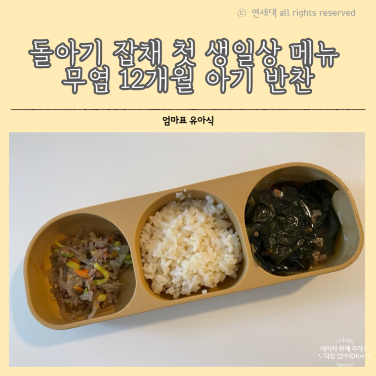 돌아기 잡채 첫 생일상 메뉴 무염 12개월 아기 반찬 네이버 블로그