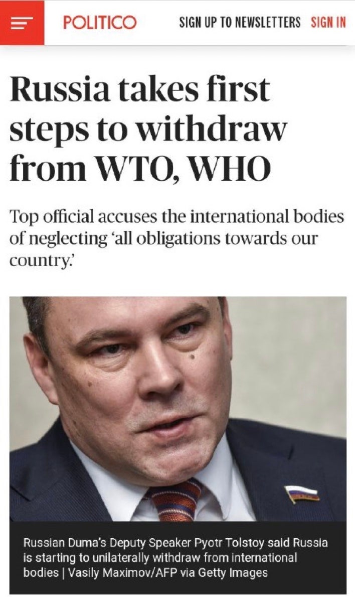 러시아는 WTO, WHO에서 탈퇴하기 위한 첫 걸음을 내디뎠다. : 네이버 블로그