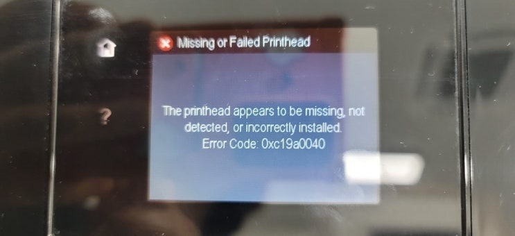 프린터 missing or failed printhead, the printhead appears to be missing 오류 ...