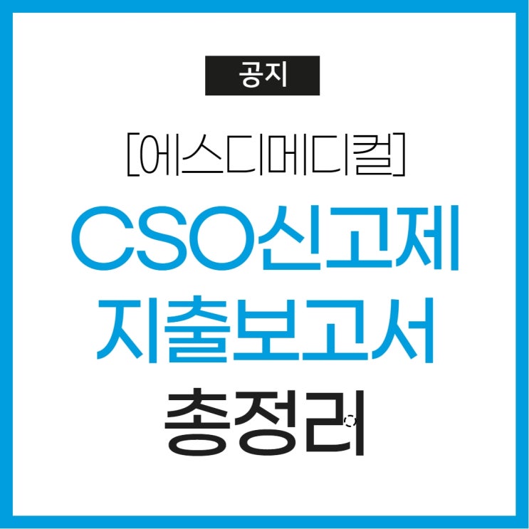 [에스디메디컬 공지] CSO 신고제와 지출보고서 작성 총정리본 : 네이버 블로그
