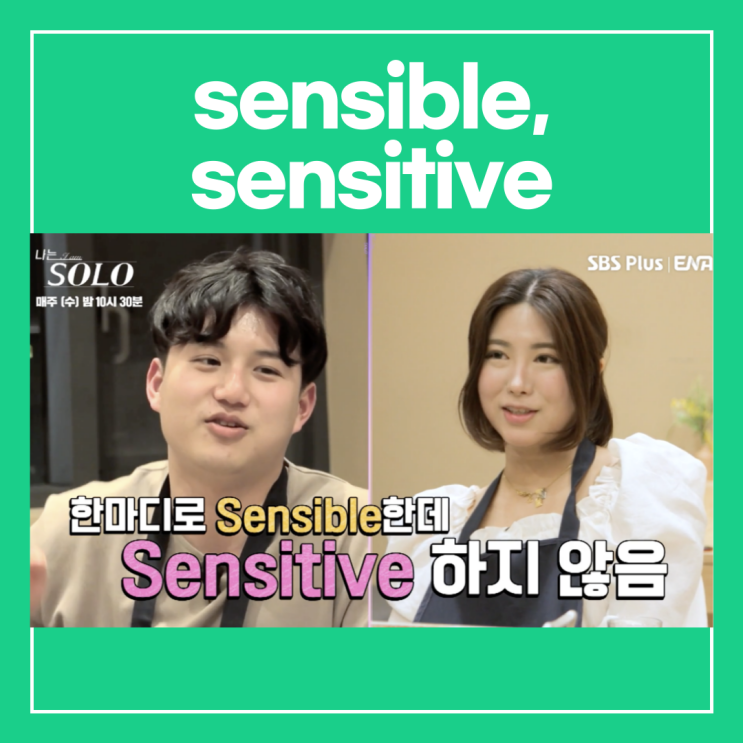 sensible sensitive 차이점 예시 형용사 쉽게 알아보기(+나는솔로 상철) : 네이버 블로그