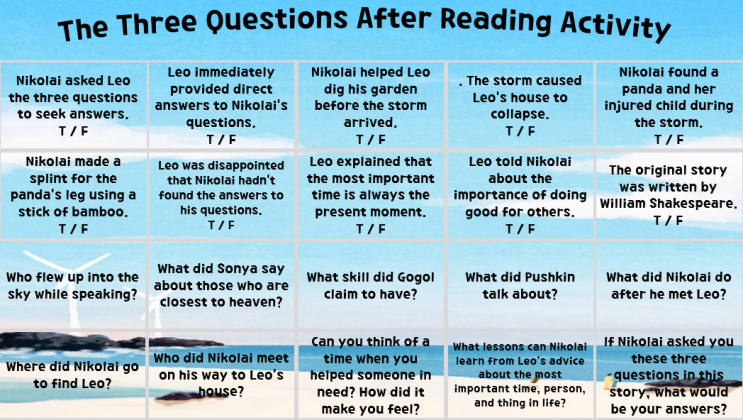 영어 그림책 독후 활동 The Three Questions After Reading Activity (영어 파워포인트 자료 ...