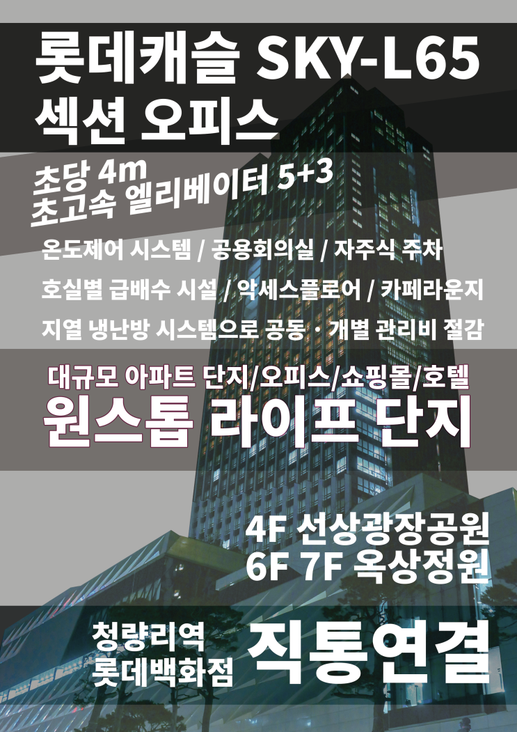 청량리 롯데캐슬 스카이 L65 섹션 오피스 특장점 소개와 타입별 특징 및 수치 : 네이버 블로그
