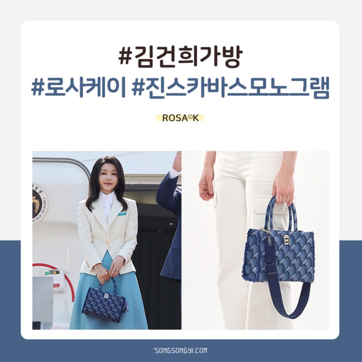 프랑스 파리 순방길 영부인 김건희 가방 친환경소재 로사케이 진스 카바스 모노그램 네이버 블로그