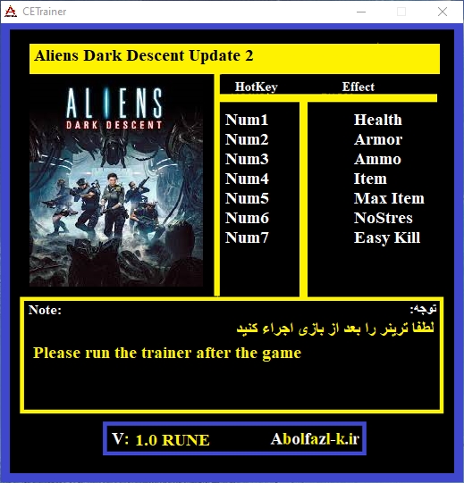 에이리언 다크 디센트 v1.0 +7 트레이너 Aliens Dark Descent V 1.0 Plus 7 Trainer 64 ...