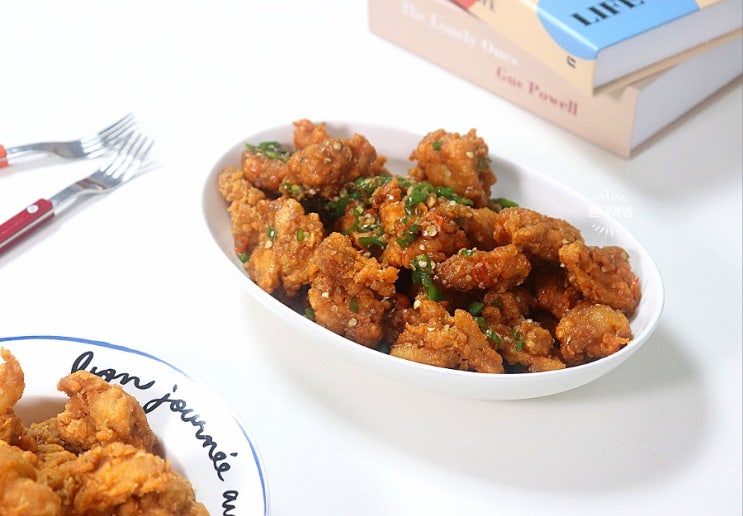 백종원 후라이드치킨 순살치킨 만들기 닭다리살 닭정육 요리 마늘간장 소스 치킨 튀김가루 닭 염지 : 네이버 블로그