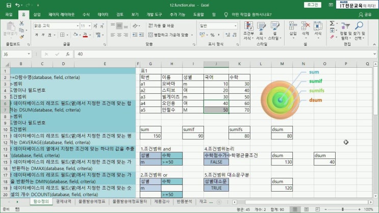 GTQ, ITQ, 엑셀함수 강의를 인강 강좌로 함께 공부하자 : 네이버 블로그