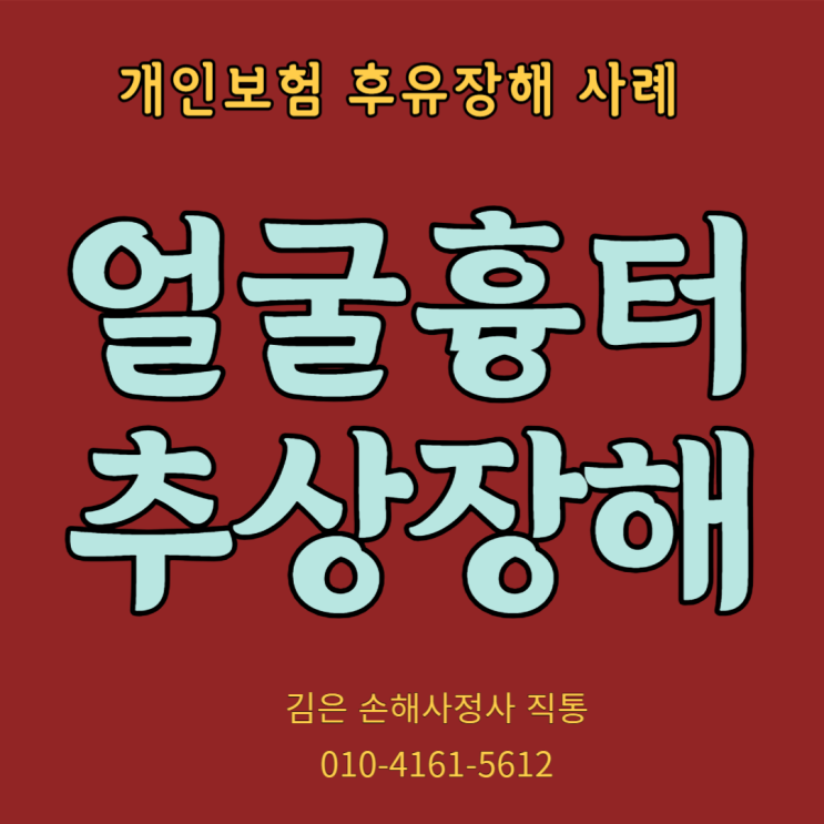 추상장해 손해사정 오토바이 사고로 얼굴에 흉터가 남은 경우 개인보험 후유장해추상장해 진행 사례 네이버 블로그