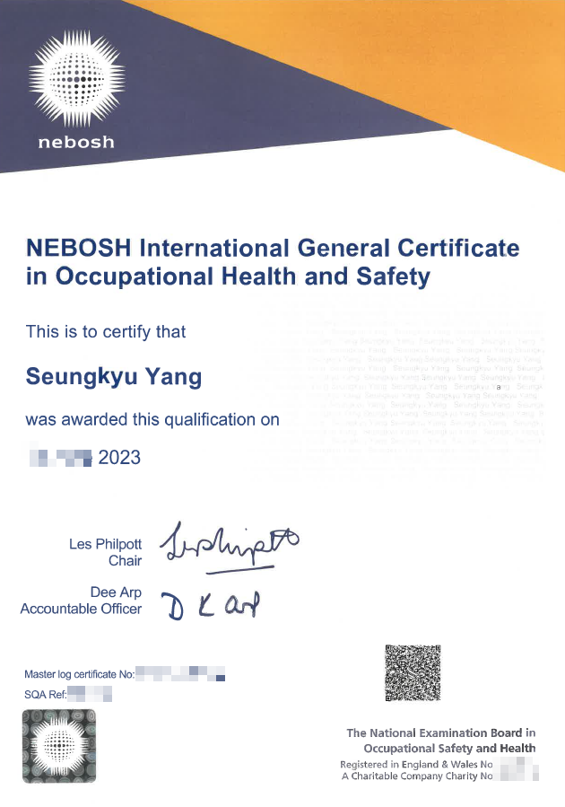 NEBOSH IGC(International General Certificate) 취득 : 네이버 블로그
