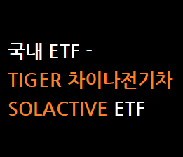 국내 ETF - TIGER 차이나 전기차 SOLACTIVE ETF 분석 : 네이버 블로그