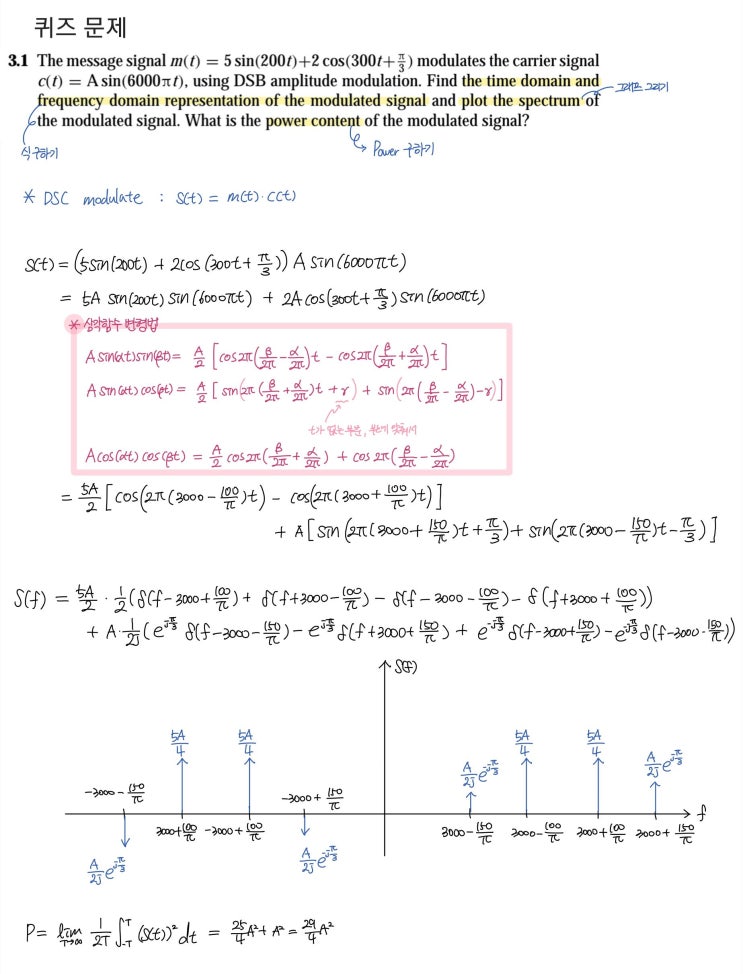 Ch3. Amplitude modulation 연습문제 : 네이버 블로그