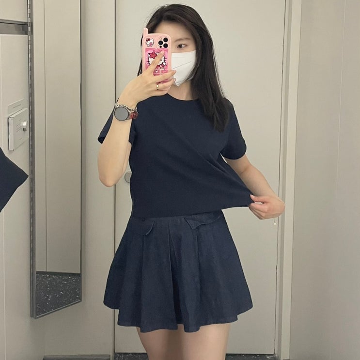 여성 티셔츠 여름 데일리룩 기본 반팔 크롭티 코디 : 네이버 블로그