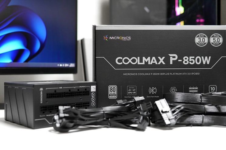 12VHPWR 커넥터 지원 마이크로닉스 COOLMAX P-850W 80PLUS PLATINUM ATX 3.0 (PCIE5) PC ...