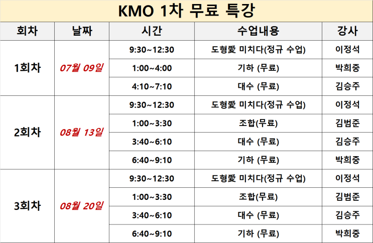 [여름방학 수학 극심화 특강 & 무료 특강(KMO,영재교) & KJMO 특강] : 네이버 블로그