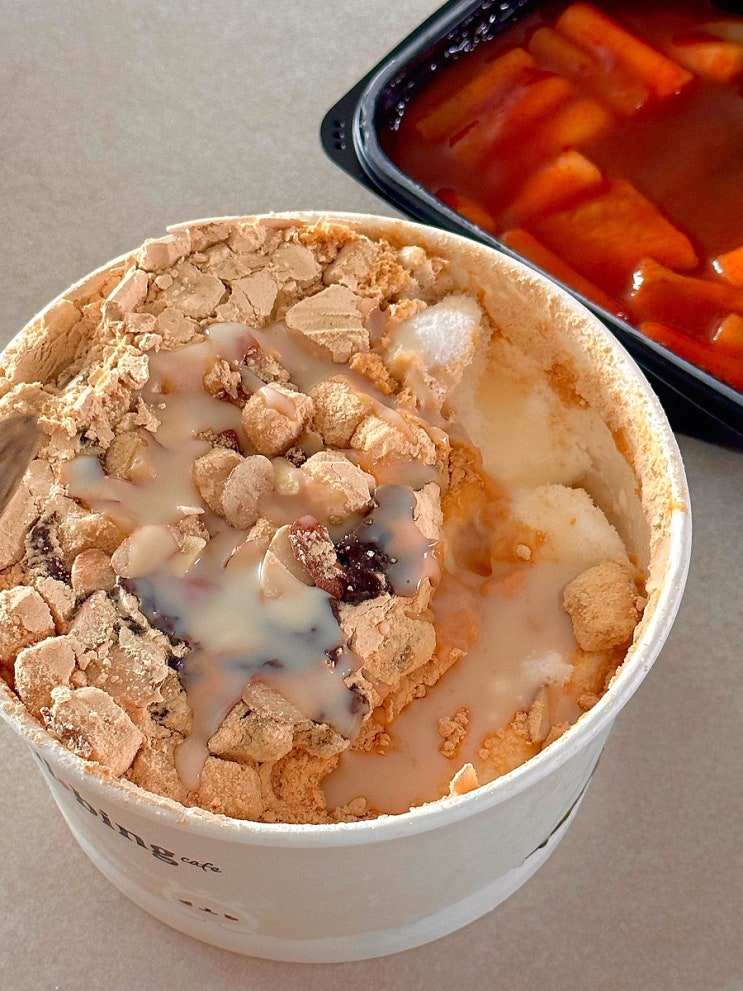 설빙수원망포역점 인절미팥빙수+설빙떡볶이 배민 주문 후기 : 네이버 블로그