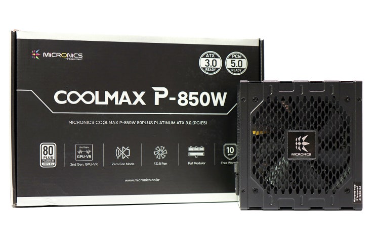 마이크로닉스 COOLMAX P-850W 80PLUS PLATINUM ATX 3.0 PCIE5 12VHPWR 컴퓨터 파워서플라이 ...