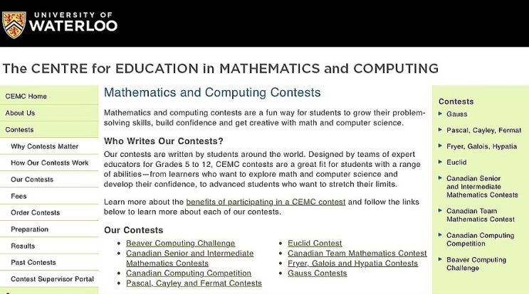 캐나다, 밴쿠버 Year 4-4 (Waterloo Math Contest / 워털루 대학) : 네이버 블로그