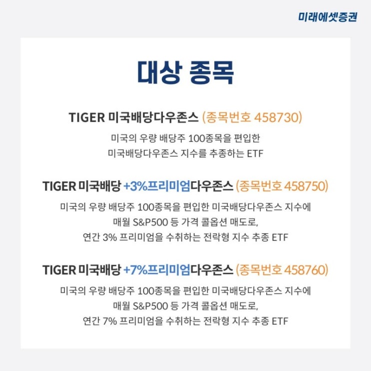 [연금저축] 미국배당다우존스 한국형 SCHD에 프리미엄이 더해진 TIGER +3% +7% 월 배당상품 투자 / 출시 응모 이벤트 : 네이버 블로그