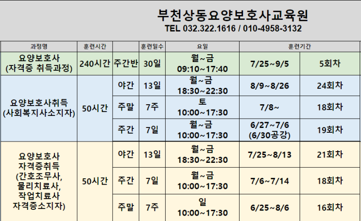 부천상동요양보호사교육원에서 국비지원받아 요양보호사자격증 취득해요 주말반야간반 운영중 네이버 블로그