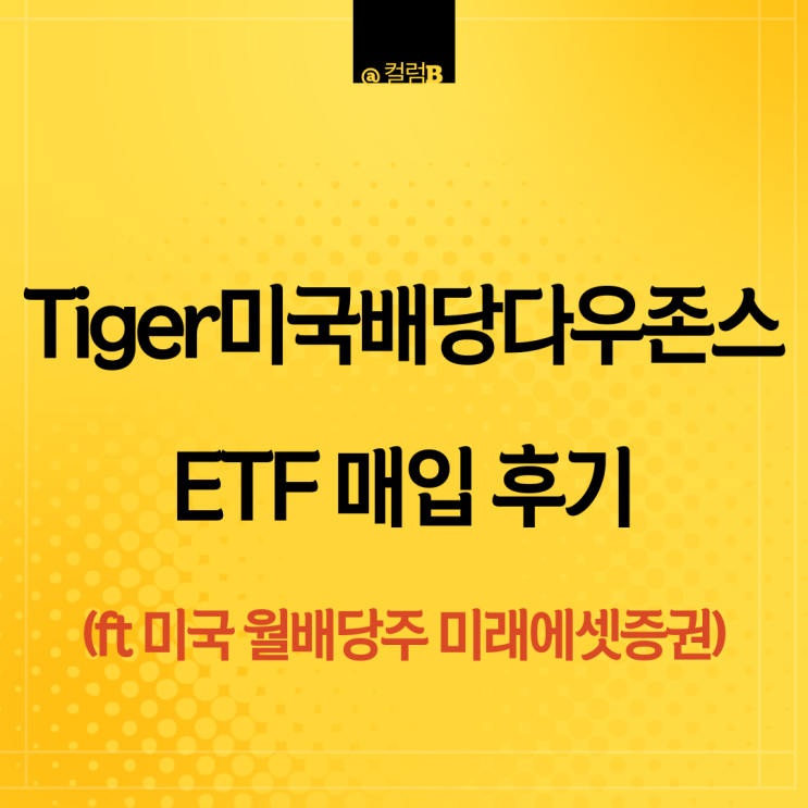 Tiger미국배당다우존스 ETF 매입 후기 (ft 미국 월배당주 미래에셋증권 퇴직연금DC형) : 네이버 블로그
