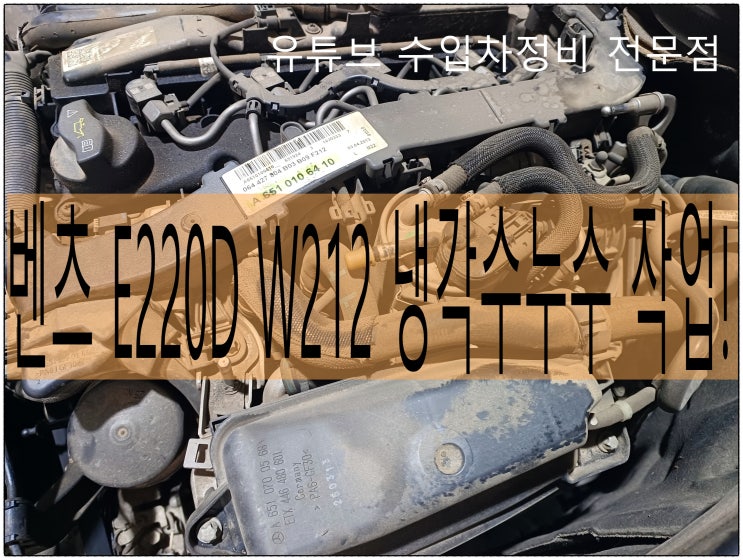 탑동수입차정비 벤츠e220d W212 냉각수경고등 냉각수누수 워터커넥션 연료필터하우징 교환 유튜브 오산 다나모터스 네이버 블로그
