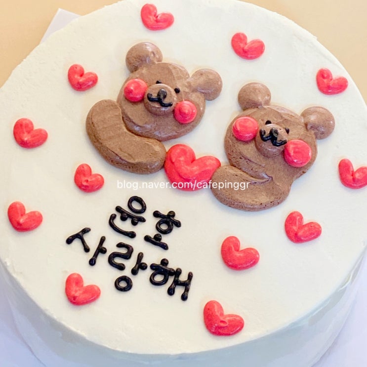 목동케이크오목교케이크 곰돌이 카페 에서 곰돌이 했다 곰돌이 케이크 귀여워 카페핑그르 네이버 블로그