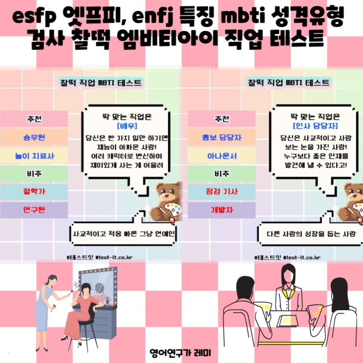Esfp 엣프피 Enfj 특징 Mbti 성격유형 검사 찰떡 엠비티아이 직업 테스트 네이버 블로그