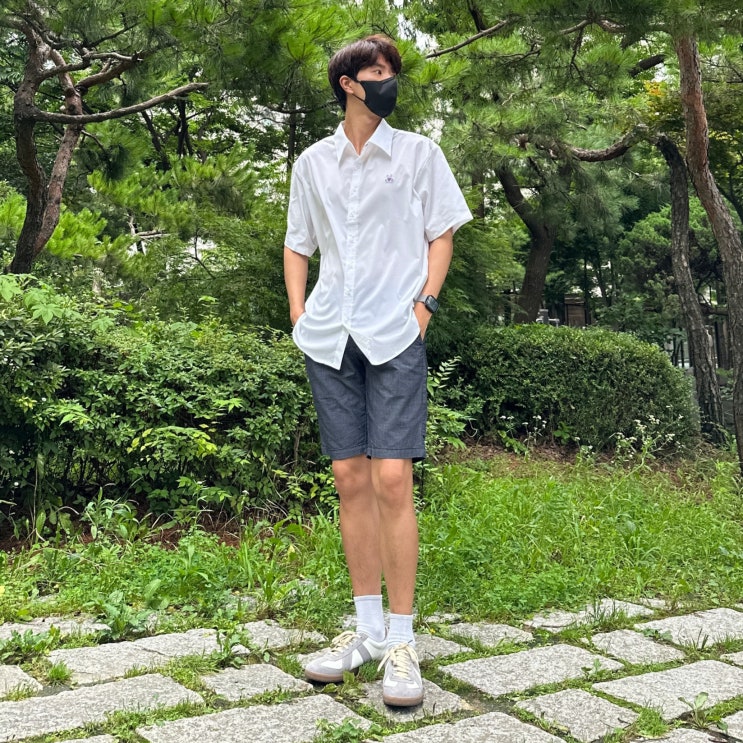 남자 여름 반팔 흰셔츠 코디 추천 캐릭터 브랜드 마르코폴라 시티보이룩 남친룩 완성 네이버 블로그